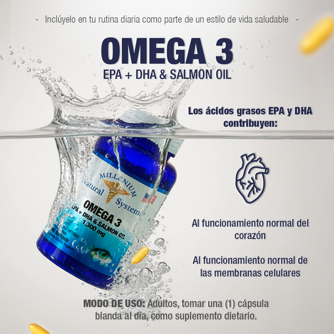 Omega 3 EPA + DHA 1300 mg x 100 Softgels - Tienda Online MNS