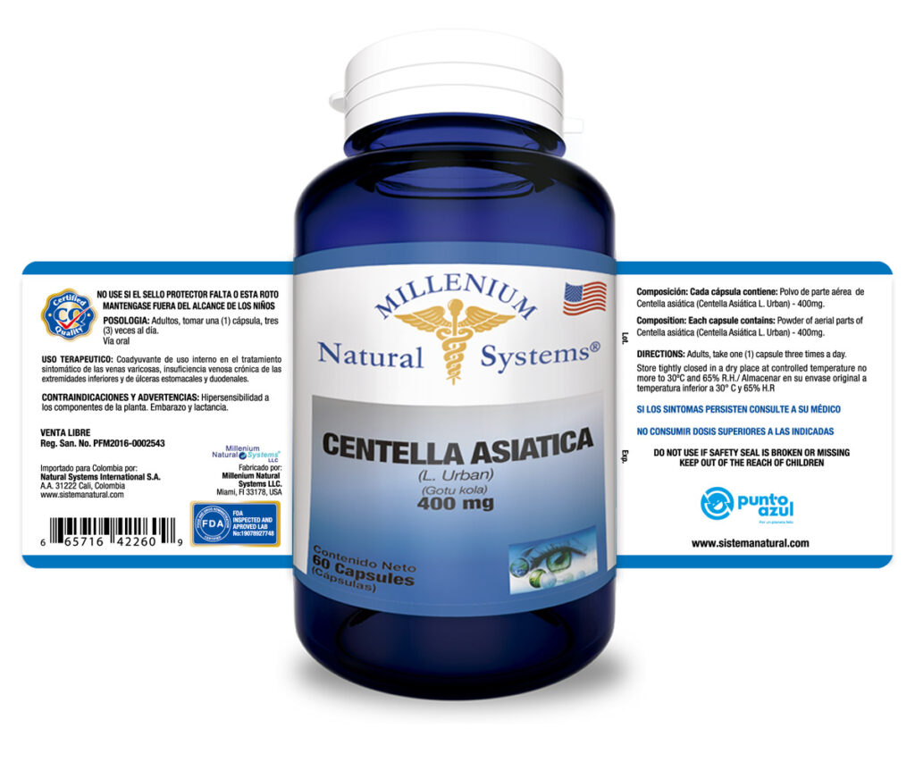 Centella Asiática 400 mg x 60 cápsulas - Tienda Online - MNS