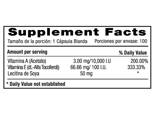 Vitamin A Plus Vitamin E x 100 Softgels - Tienda Online