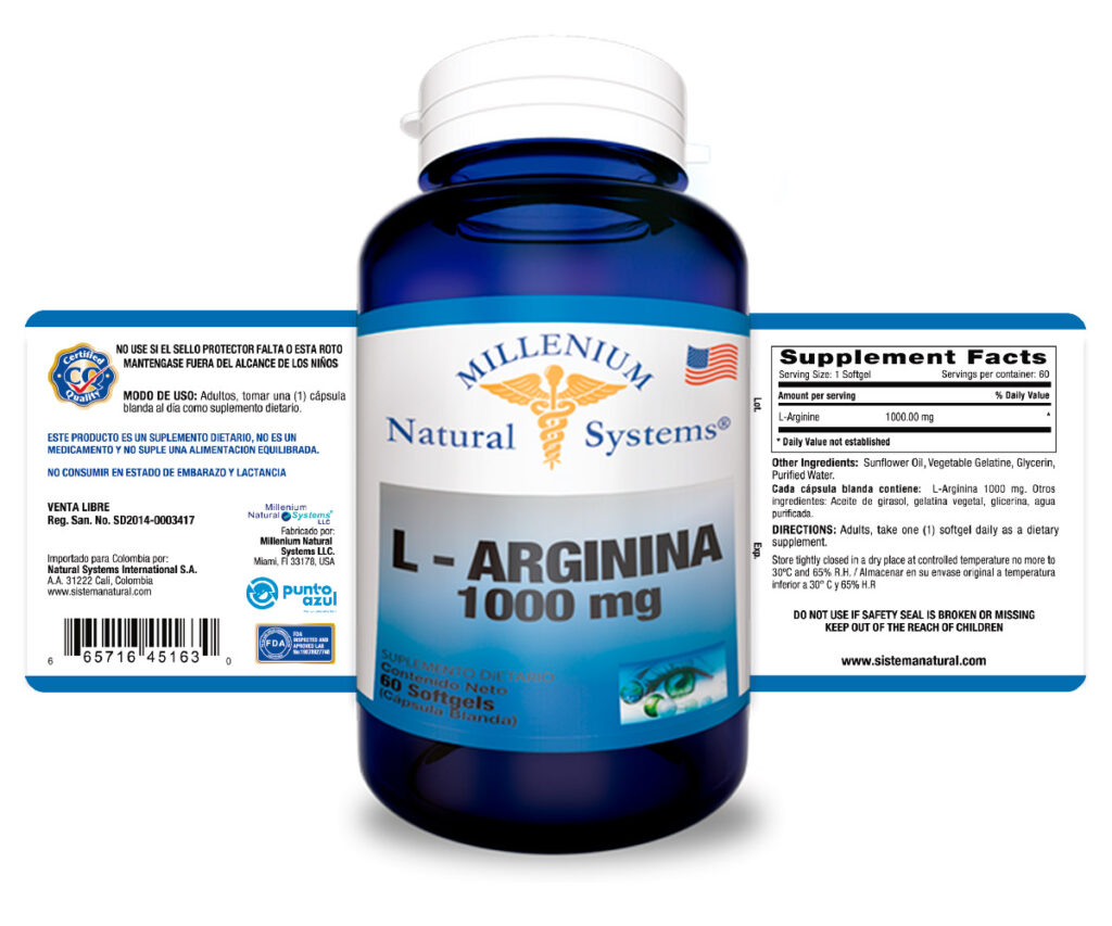 L-Arginina 1000 mg x 60 Softgels - Tienda Online MNS