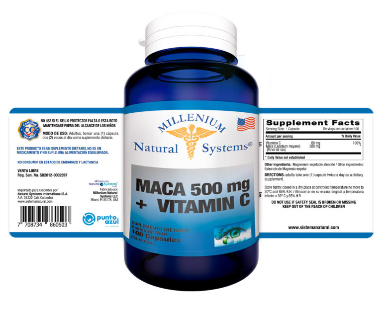 Maca 500 mg + Vitamin C x 100 Cápsulas - Tienda Online MNS
